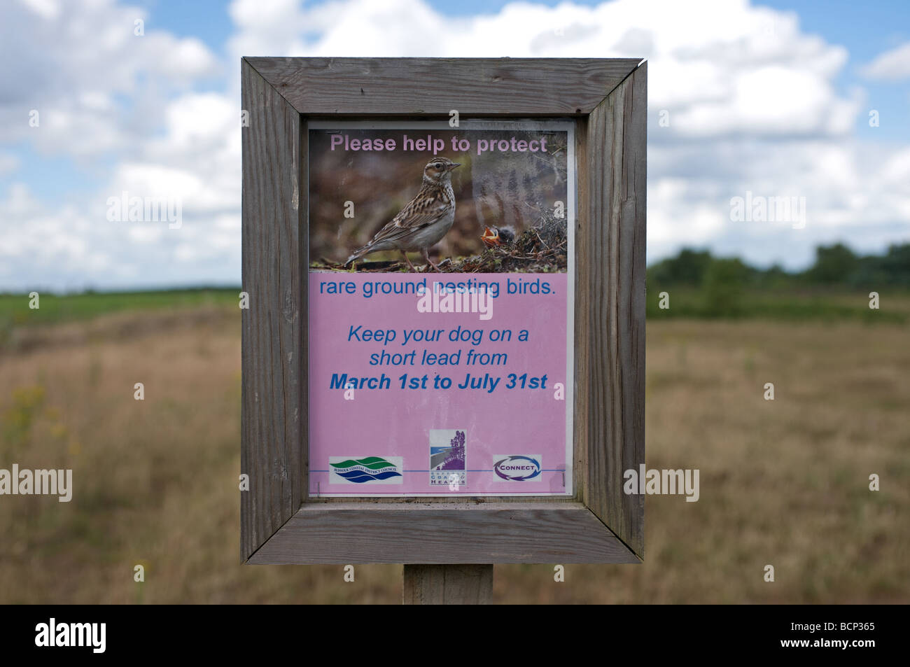 Rare ground nesting birds sign Stock Photo - Alamy