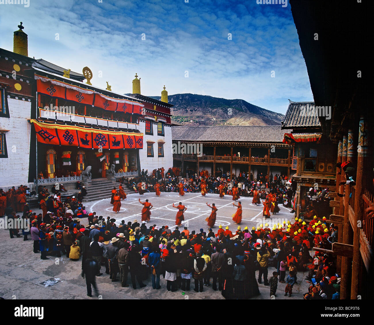 Lamas performing Cham Dance during Cham Ceremony in Dongzhulin ...