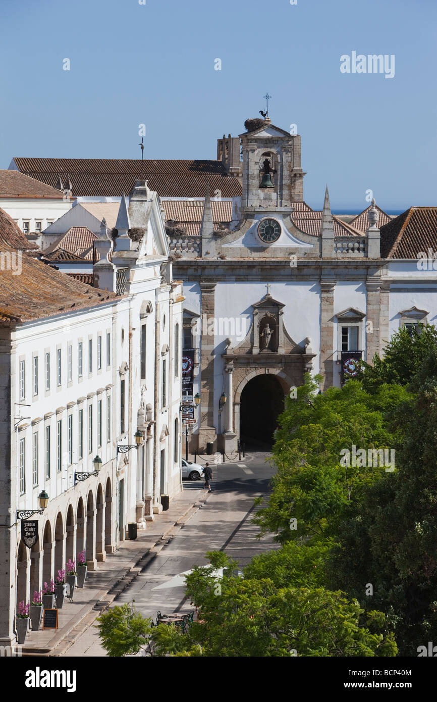 Centre of Faro, Portugal, with entrance to the old town Stock Photo - Alamy