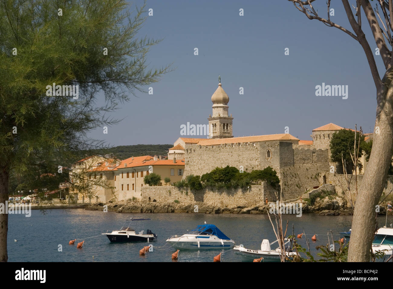 Croatia Kvarner Krk castle & church Stock Photo - Alamy