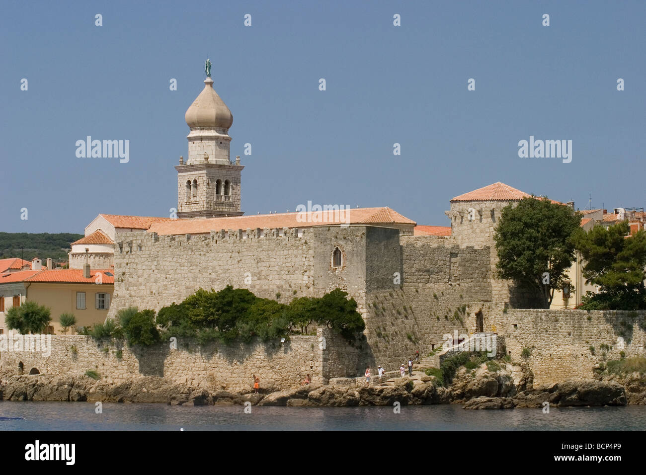 Croatia Kvarner Krk castle & church Stock Photo - Alamy