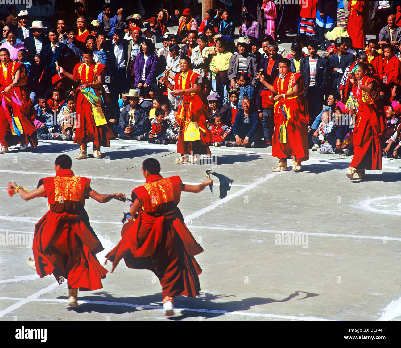 Lamas performing Cham Dance during Cham Ceremony in Dongzhulin ...