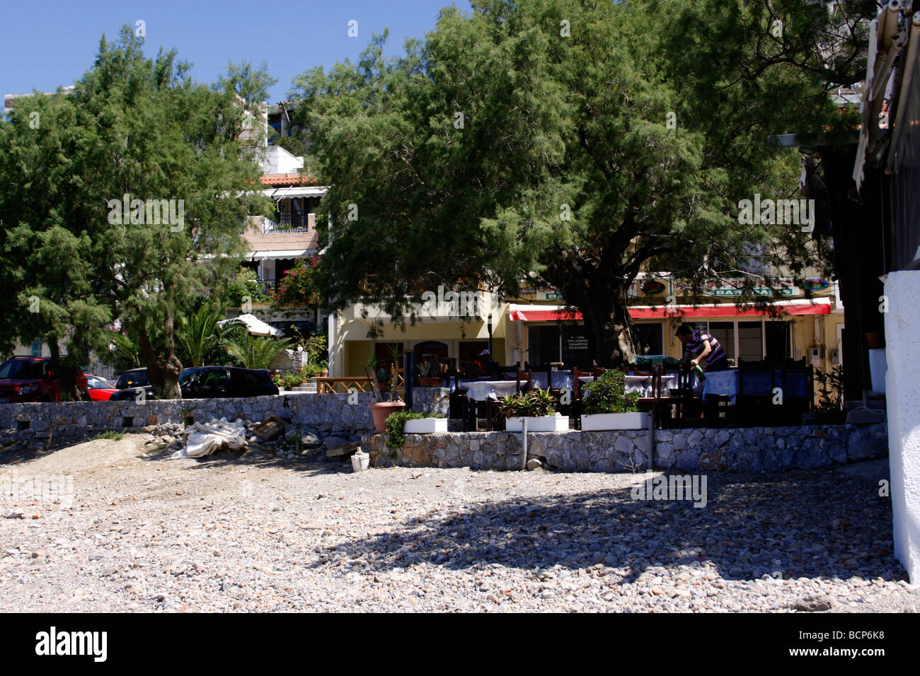 TRADITIONAL GREEK TAVERNA AT PLAKIAS ON THE ISLAND OF CRETE Stock Photo ...