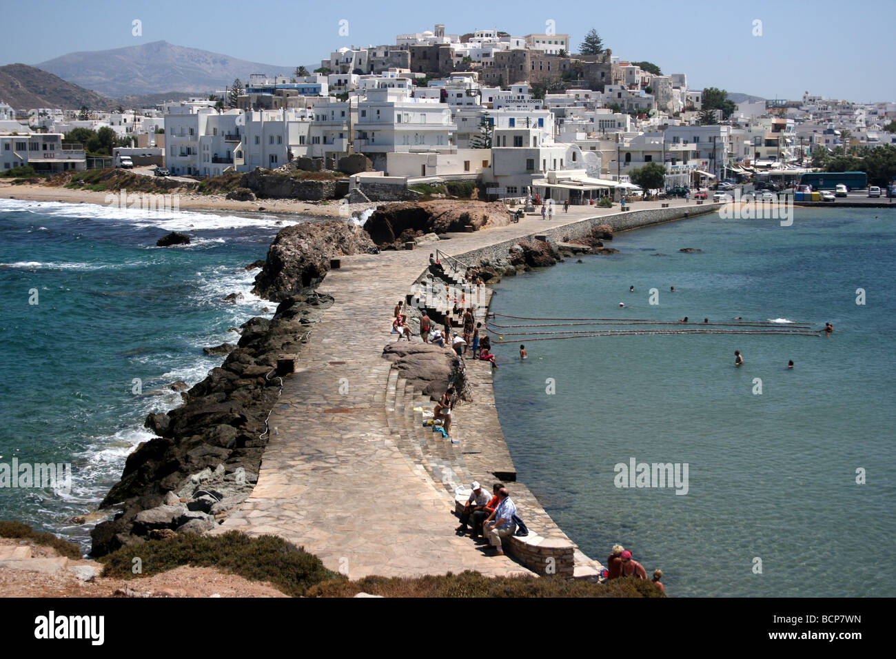 View of the port town Hora in Naxos Greece July 2009 Stock Photo - Alamy