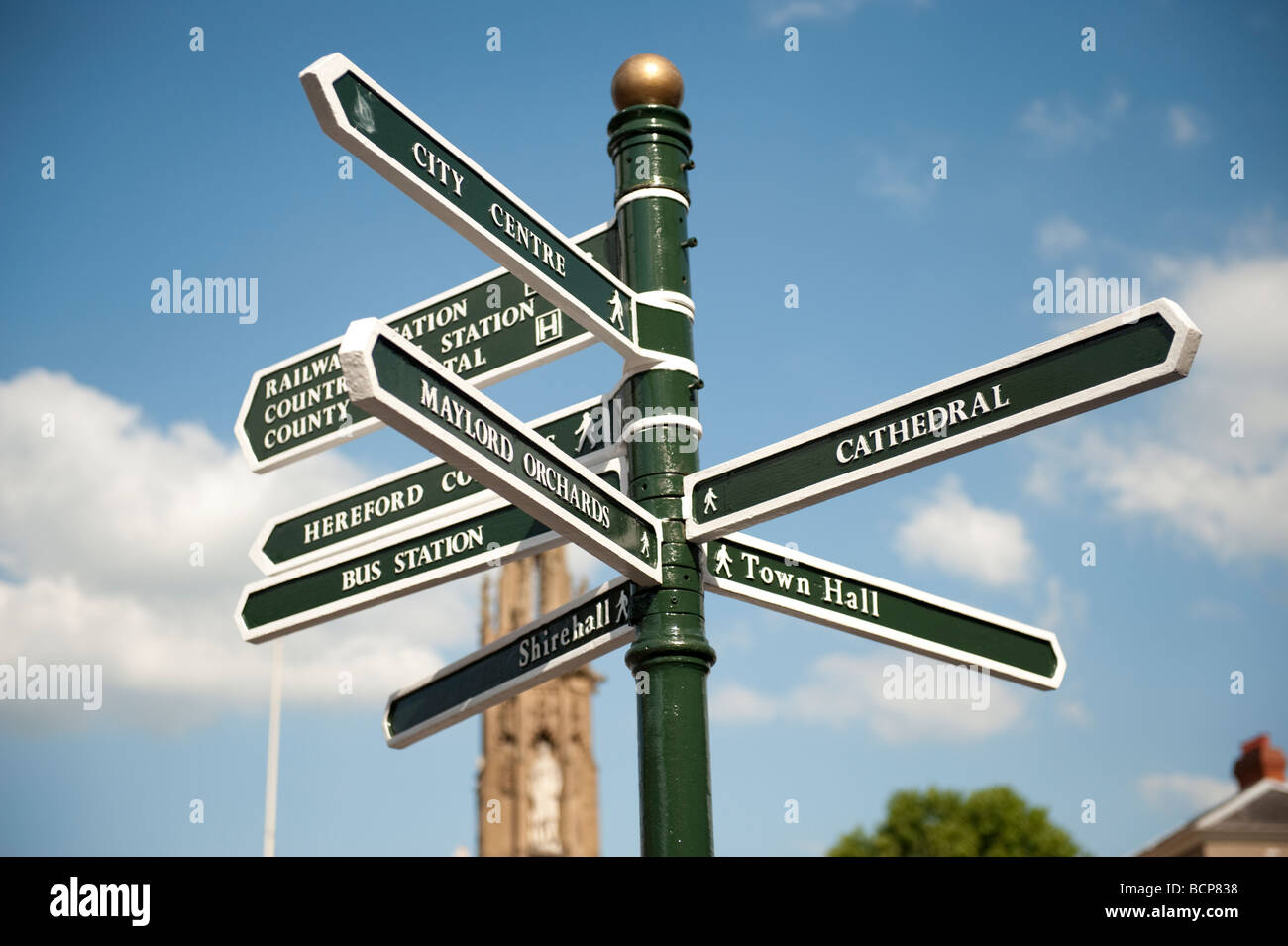 Tourist information fingerpost signs in Hereford city Herefordshire ...
