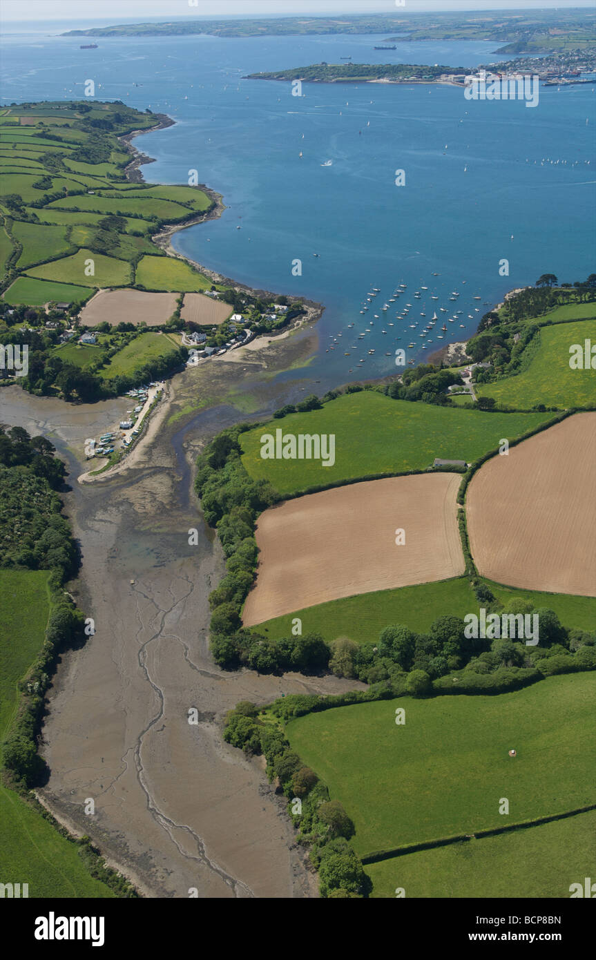 aerial views of St Just Cornwall Stock Photo - Alamy