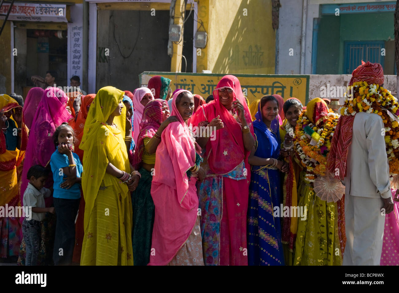 Indian Wedding Procession, Bride and Groom,Indian Women Dressed in ...
