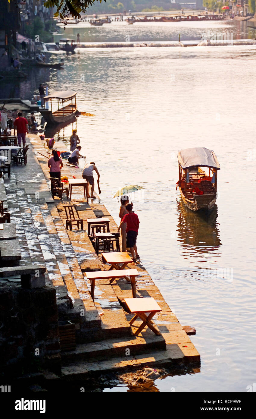 Little port on Tuo River, Fenghuang Ancient Town, Hunan Province, China ...