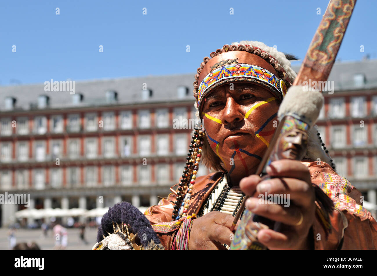 Indian on Plaza Major, Madrid, Spain Stock Photo - Alamy