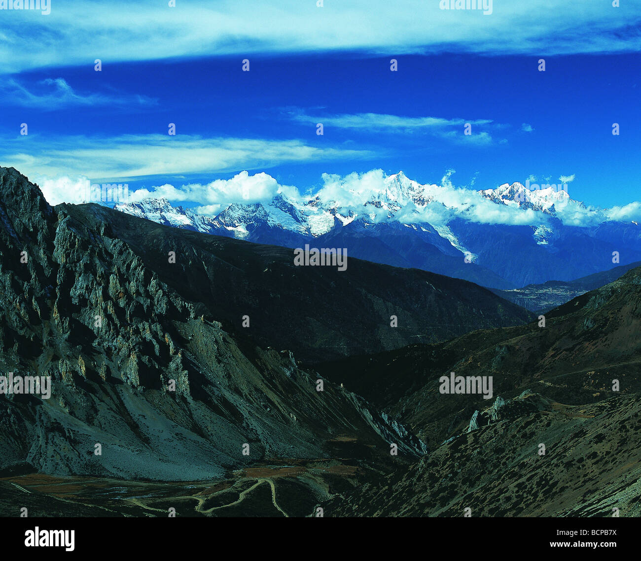 Majestic view of Meili Snow Mountain shot from Baimang Snow Mountain ...