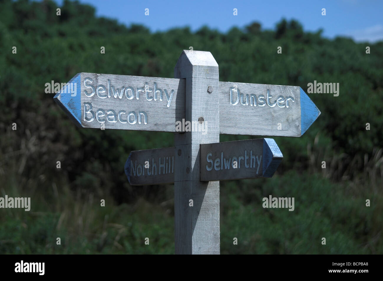 Footpath signpost to Selworthy Beacon, Selworthy, North Hill and ...