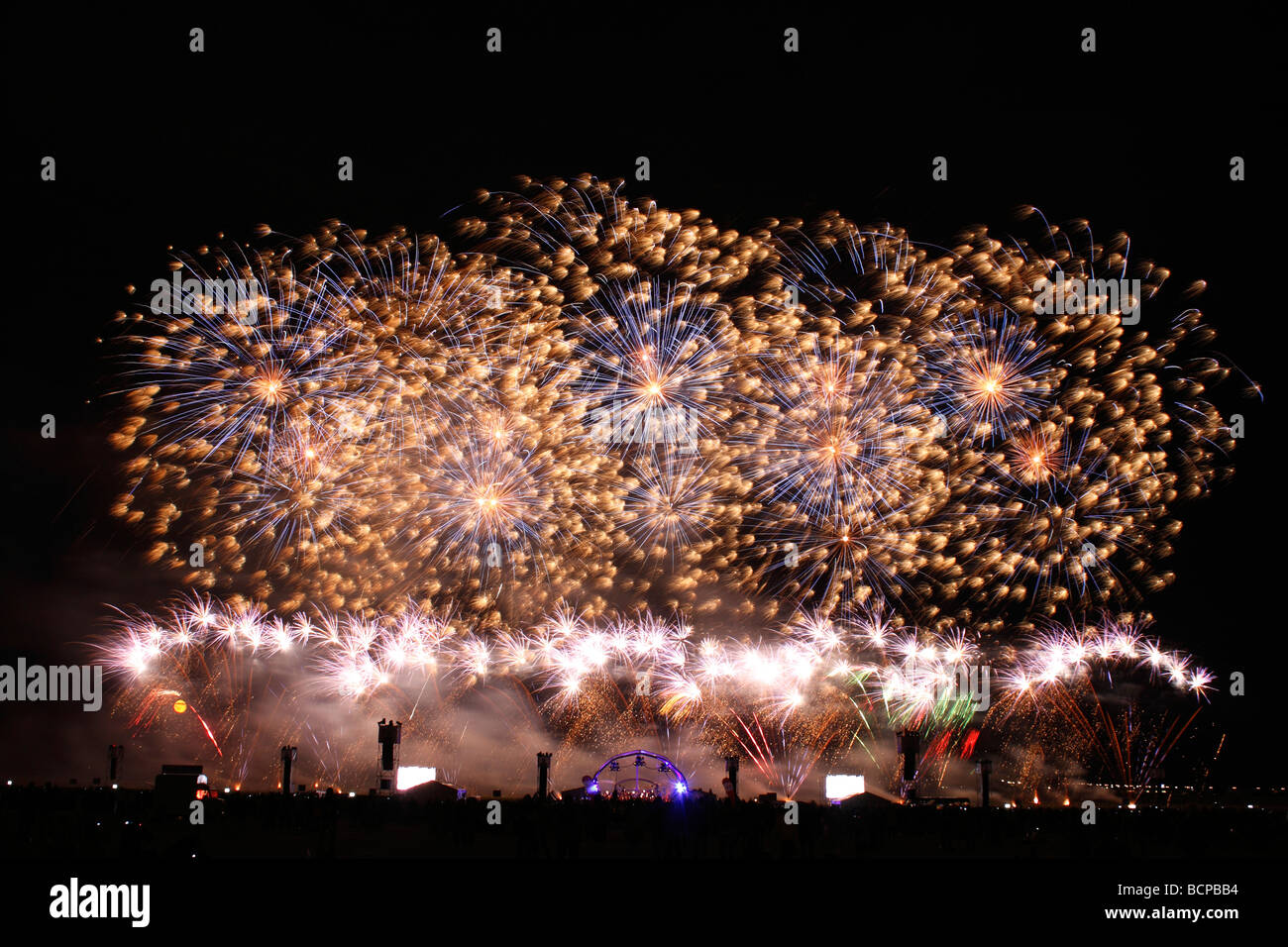 Berlin Fireworks during the Pyromusikale at the closed airport Berlin ...