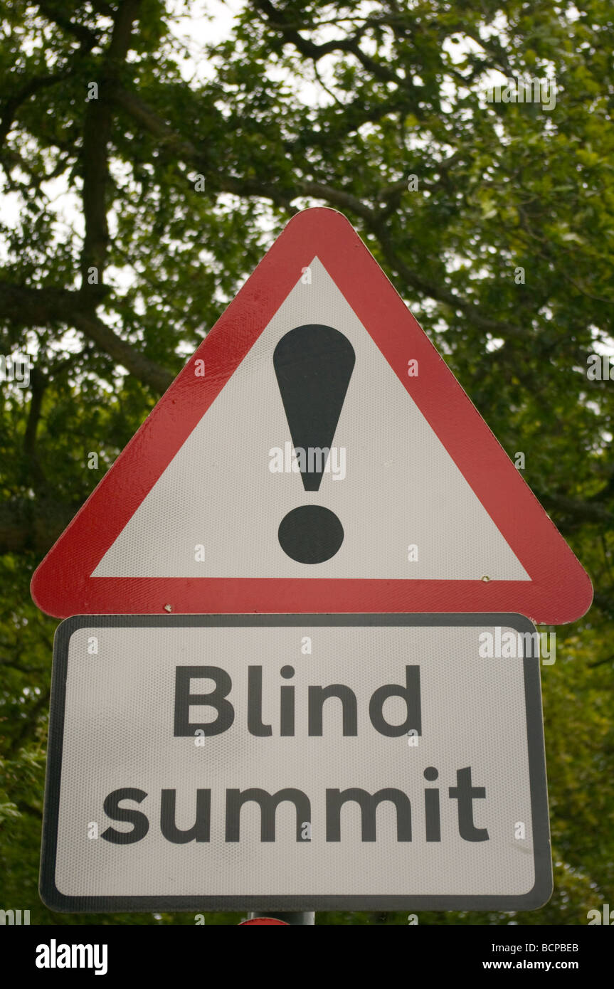 Blind Summit Road Sign Stock Photo - Alamy
