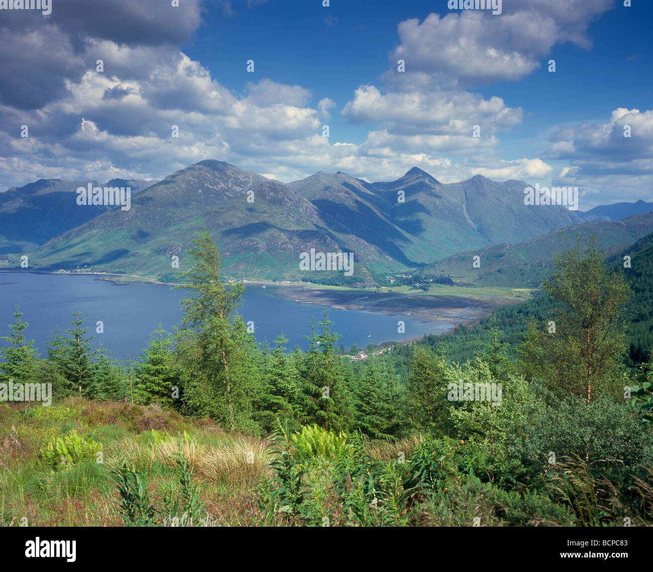 The mountain ridge know as the five sisters of Kintail from Mam Ratagan ...