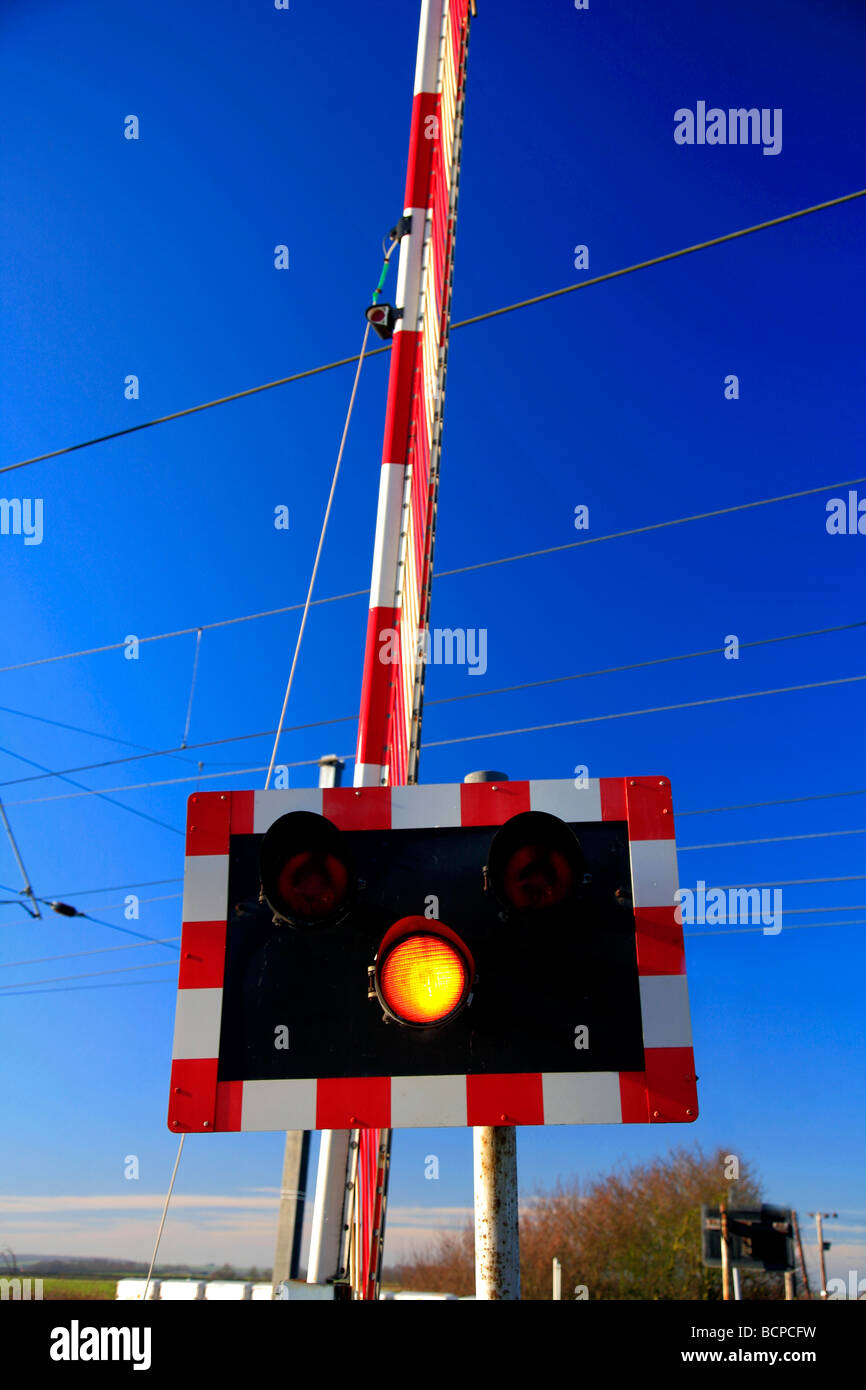 Railway Amber Warning Signal on Level Crossing East Coast Main Line ...