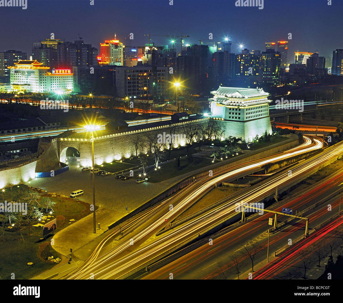 Night scene of Dongbian Men, Beijing, China Stock Photo - Alamy