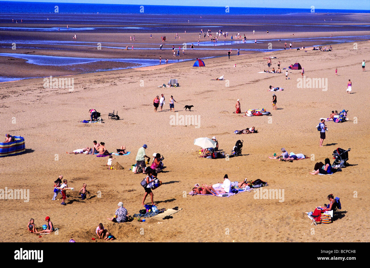 Old Hunstanton beach holidaymakers sandy English beaches coast coastal ...