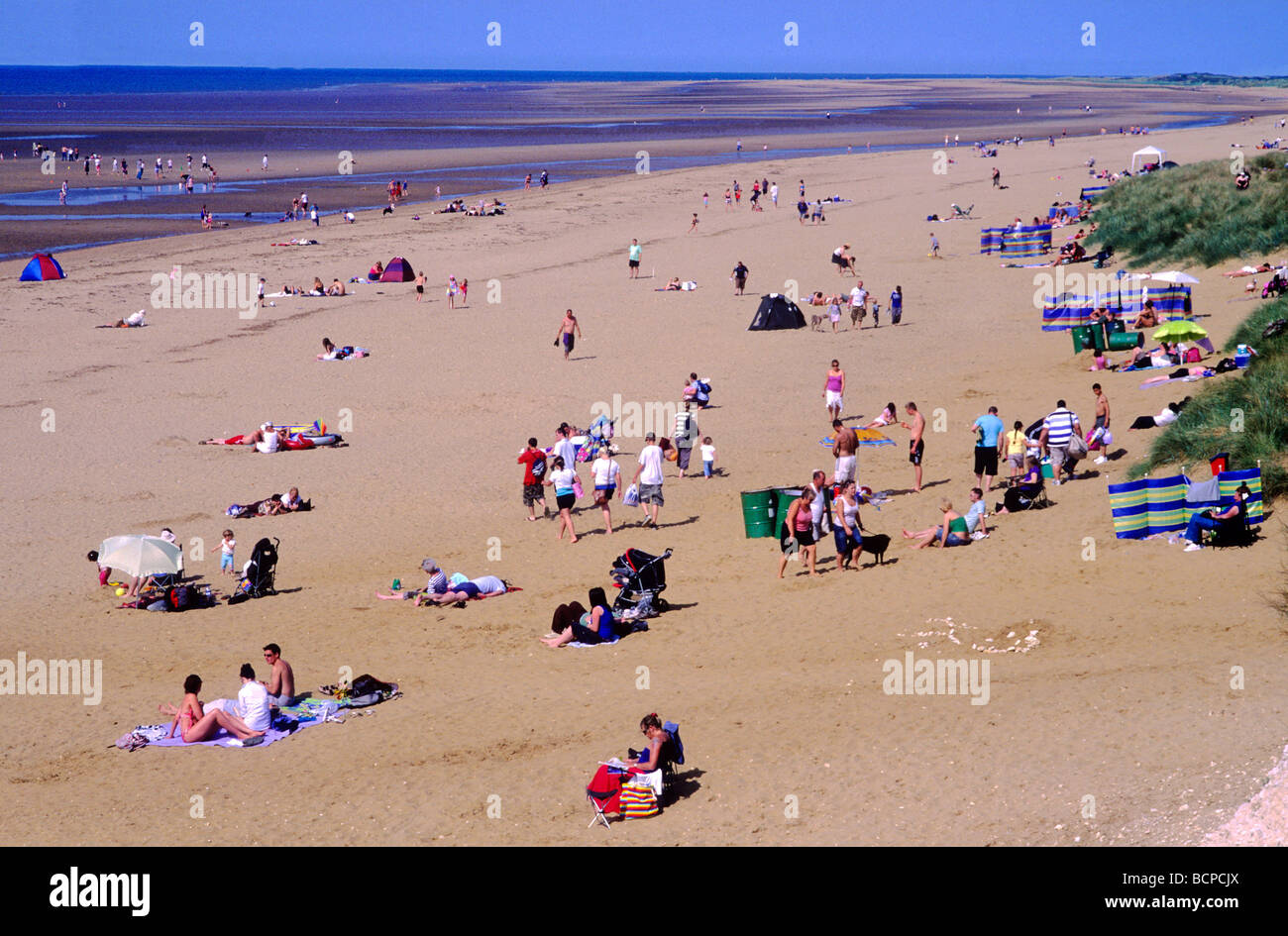 Old Hunstanton beach holidaymakers sandy English beaches coast coastal ...