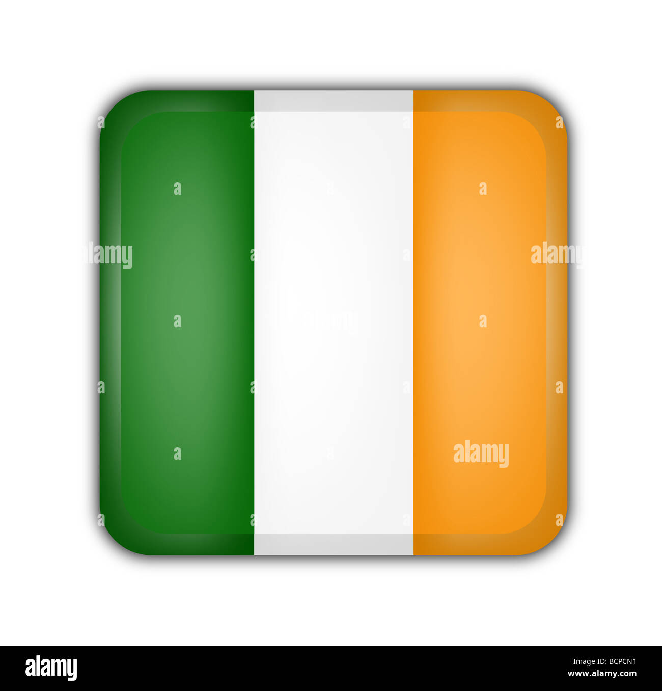 flag of ireland square button on white background Stock Photo - Alamy