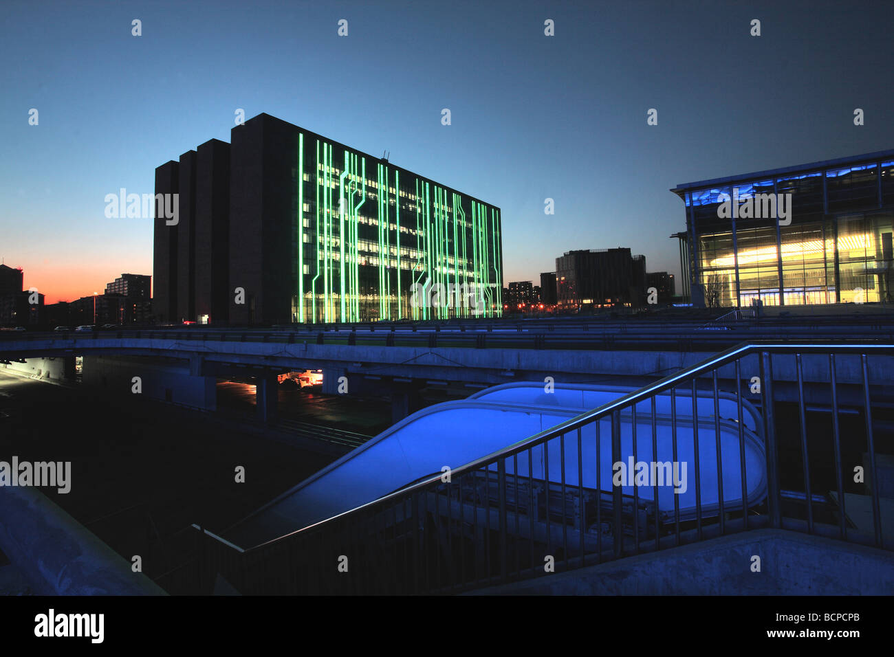 Night scene of The Digital Beijing Building, Beijing, China Stock Photo ...