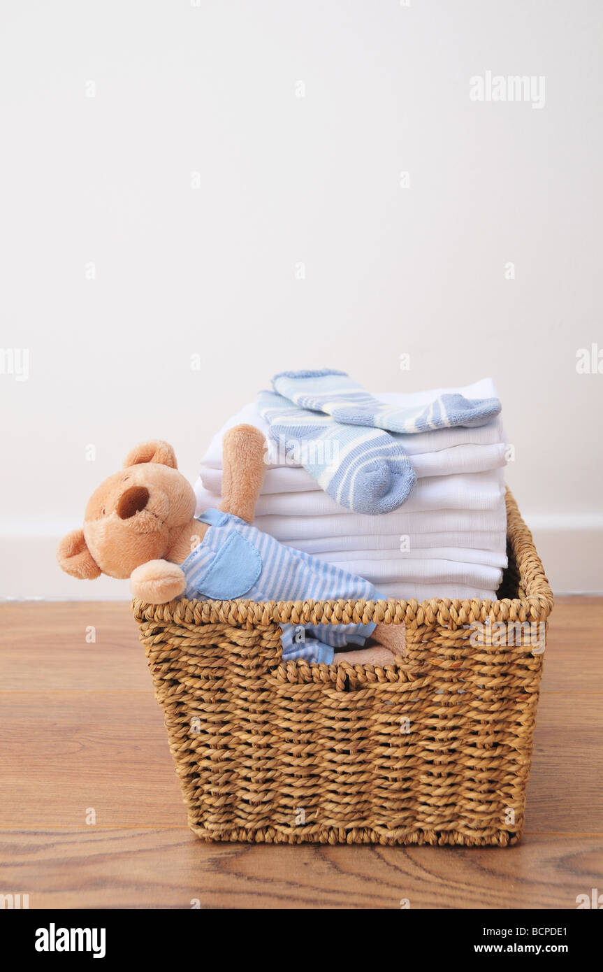 Baby still life with a traditional teddy bear, muslim squares and a ...