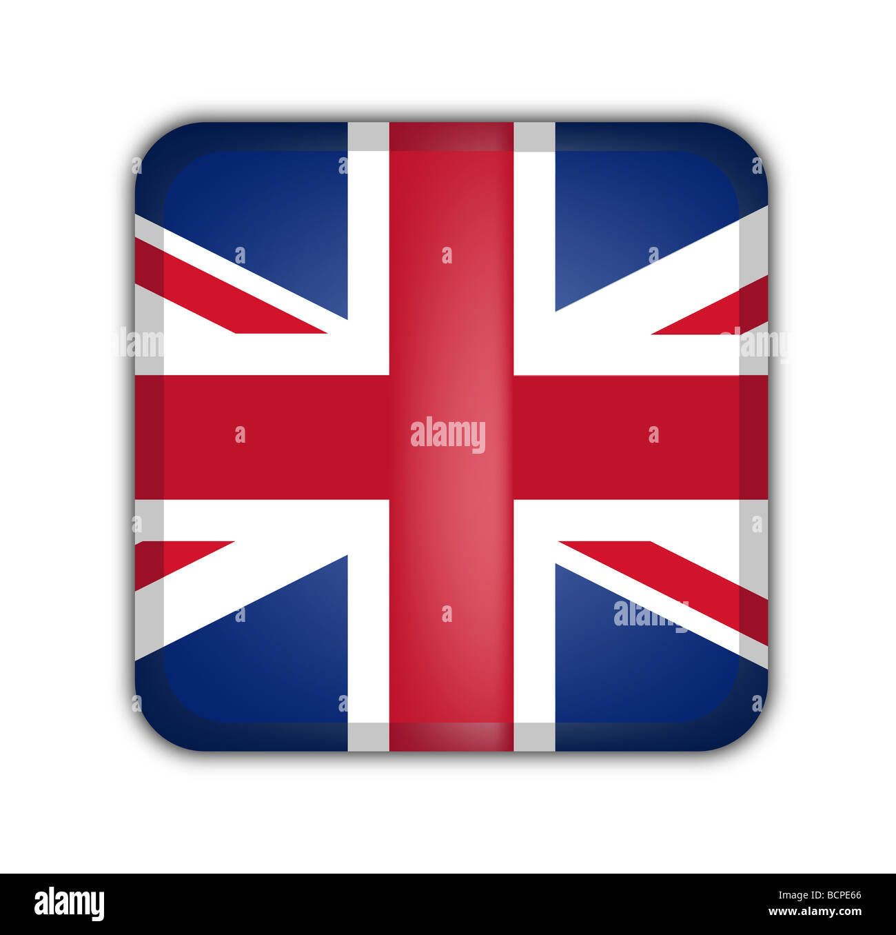flag of united kingdom square button on white background Stock Photo ...
