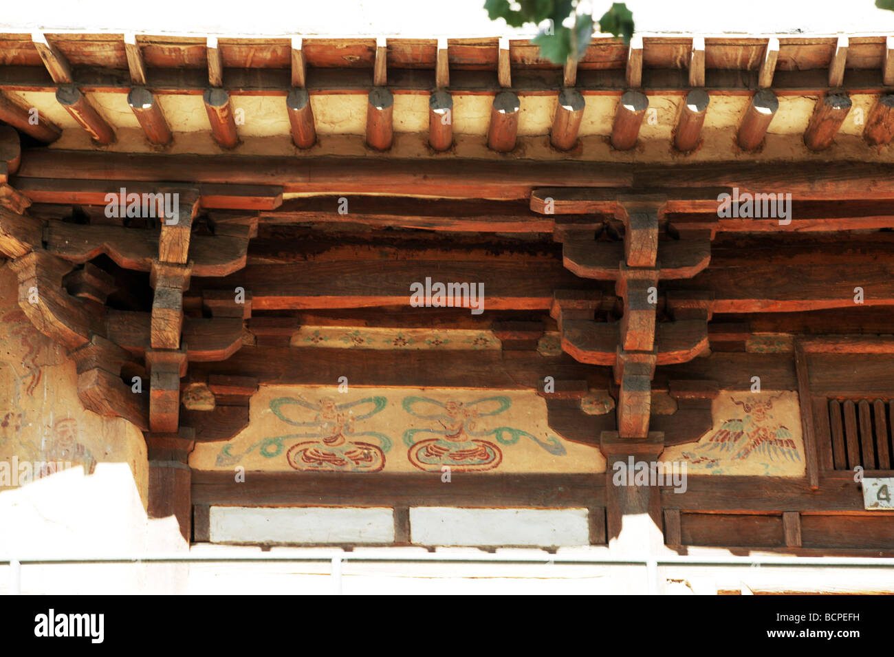 Dougong at the entrance of a cave, Mogao Grottoes, Dunhuang, Gansu ...