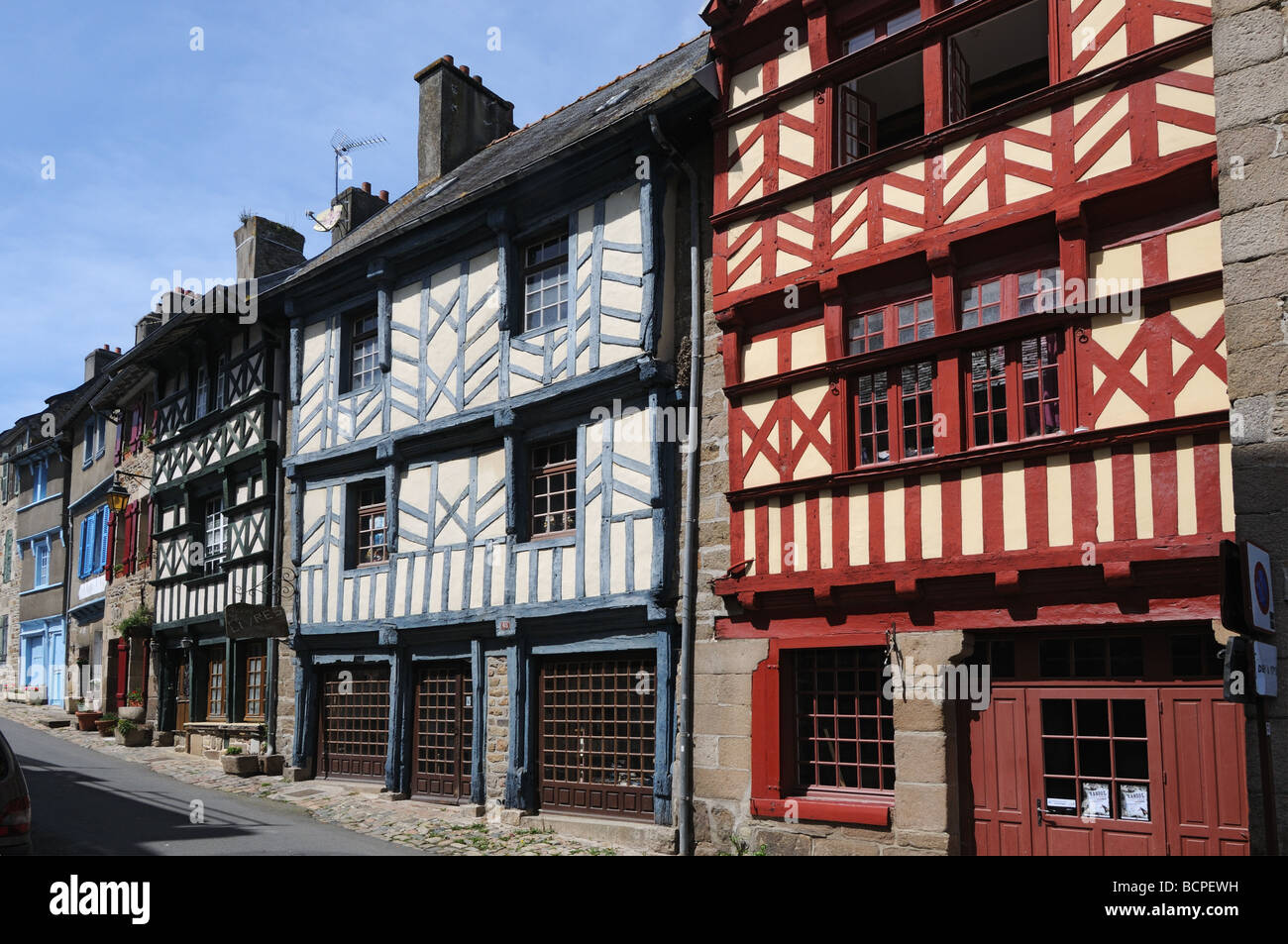 Old half timbered buildings in Treguier in Brittany Stock Photo - Alamy