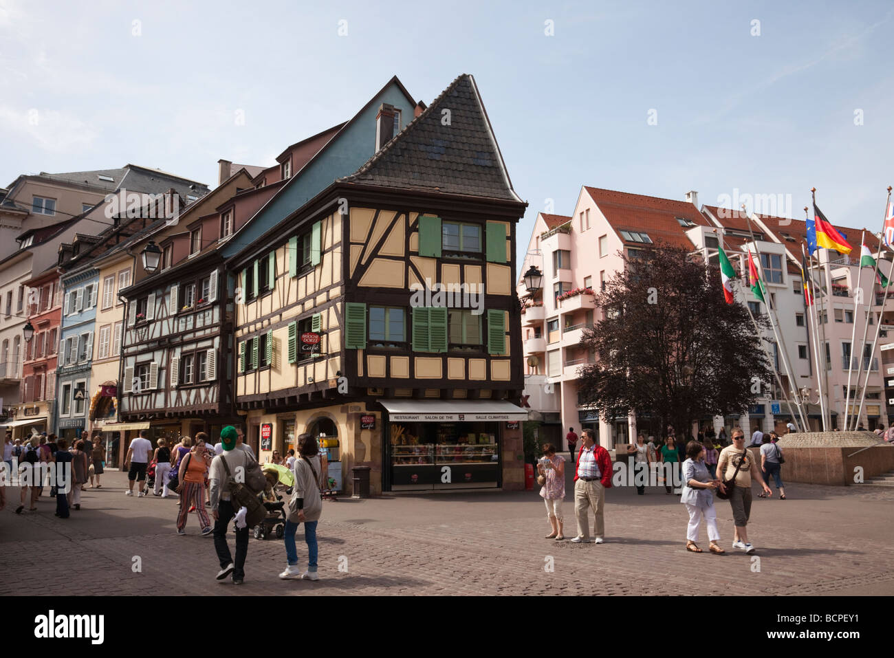 Colmar Haut-Rhin Alsace France. Tourists and historic buildings in Rue ...