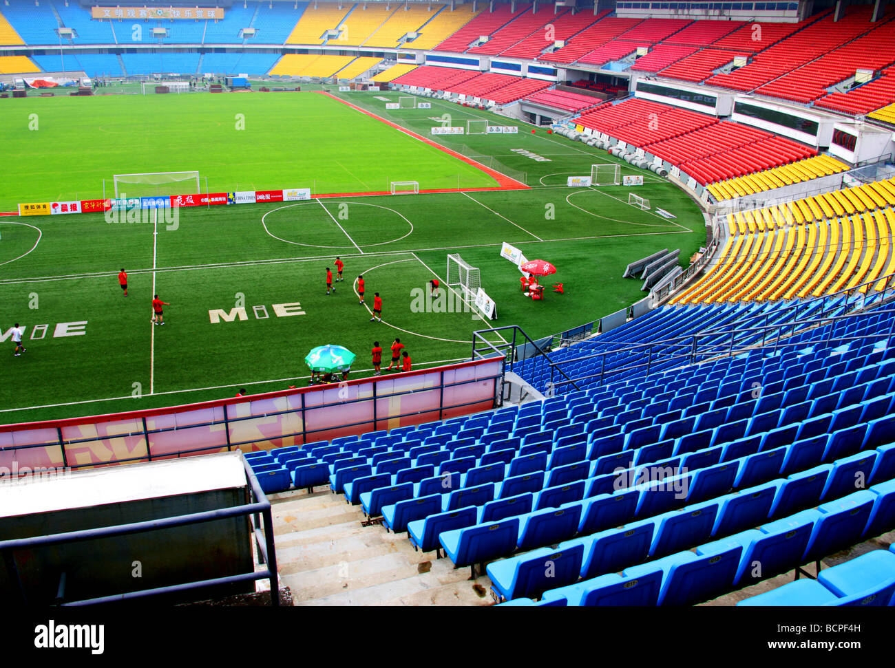 Colorful seat arrangement in the interior of Worker's Stadium, Beijing ...