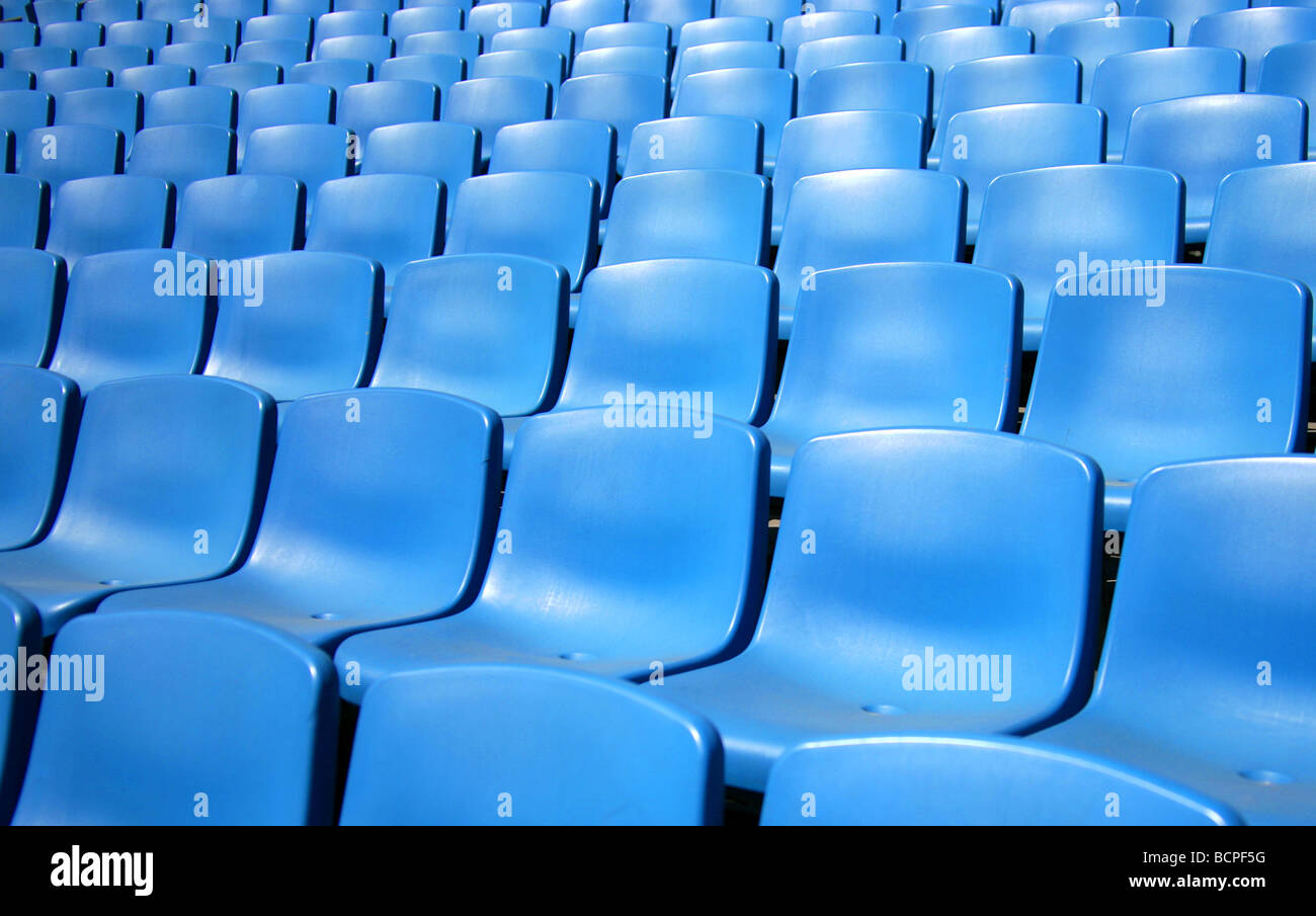 Colorful blue seats in the interior of Worker's Stadium, Beijing, China ...