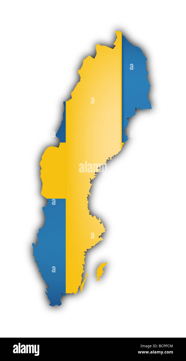 flag and map of Sweden on white background Stock Photo - Alamy