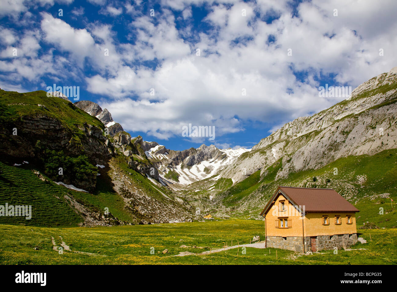Mountain house in Alpstein Meglisalp Switzerland Stock Photo - Alamy