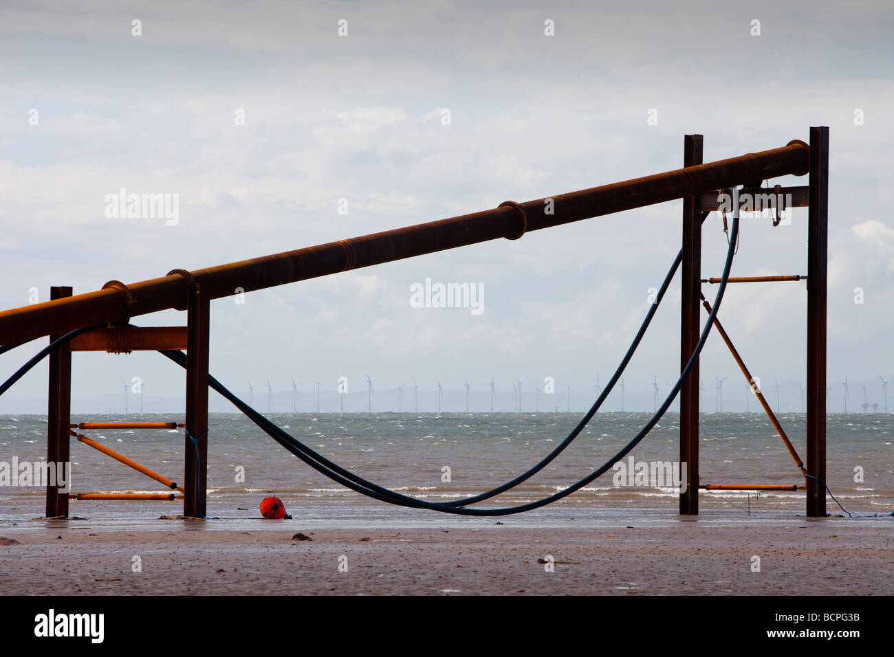 Installing the electric cable from the offshore wind farm of Robin Rigg ...