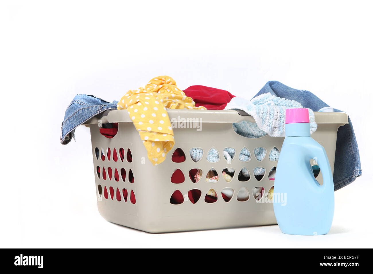 Full Basket of Dirtly Laundry With Detergent Ready to Be Washed Stock ...