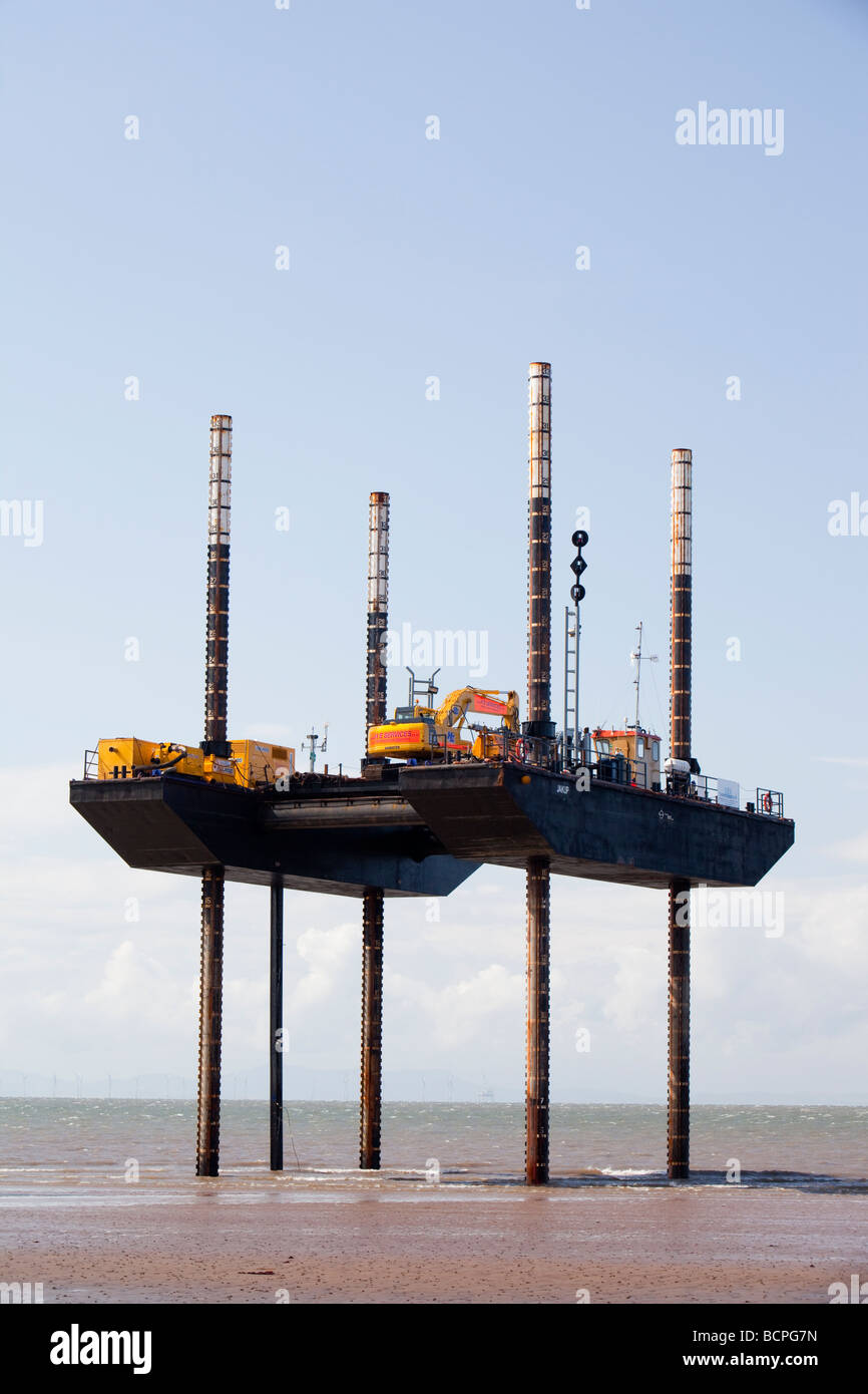 Installing the electric cable from the offshore wind farm of Robin Rigg ...