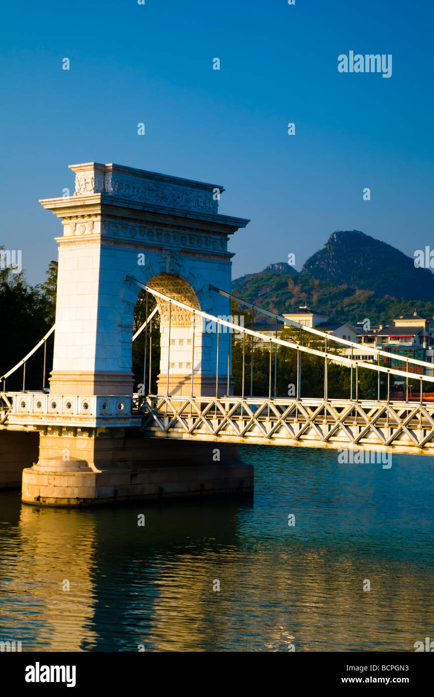 China Guangxi Zhuang Autonomous Region Guilin City Bridge waterfront ...