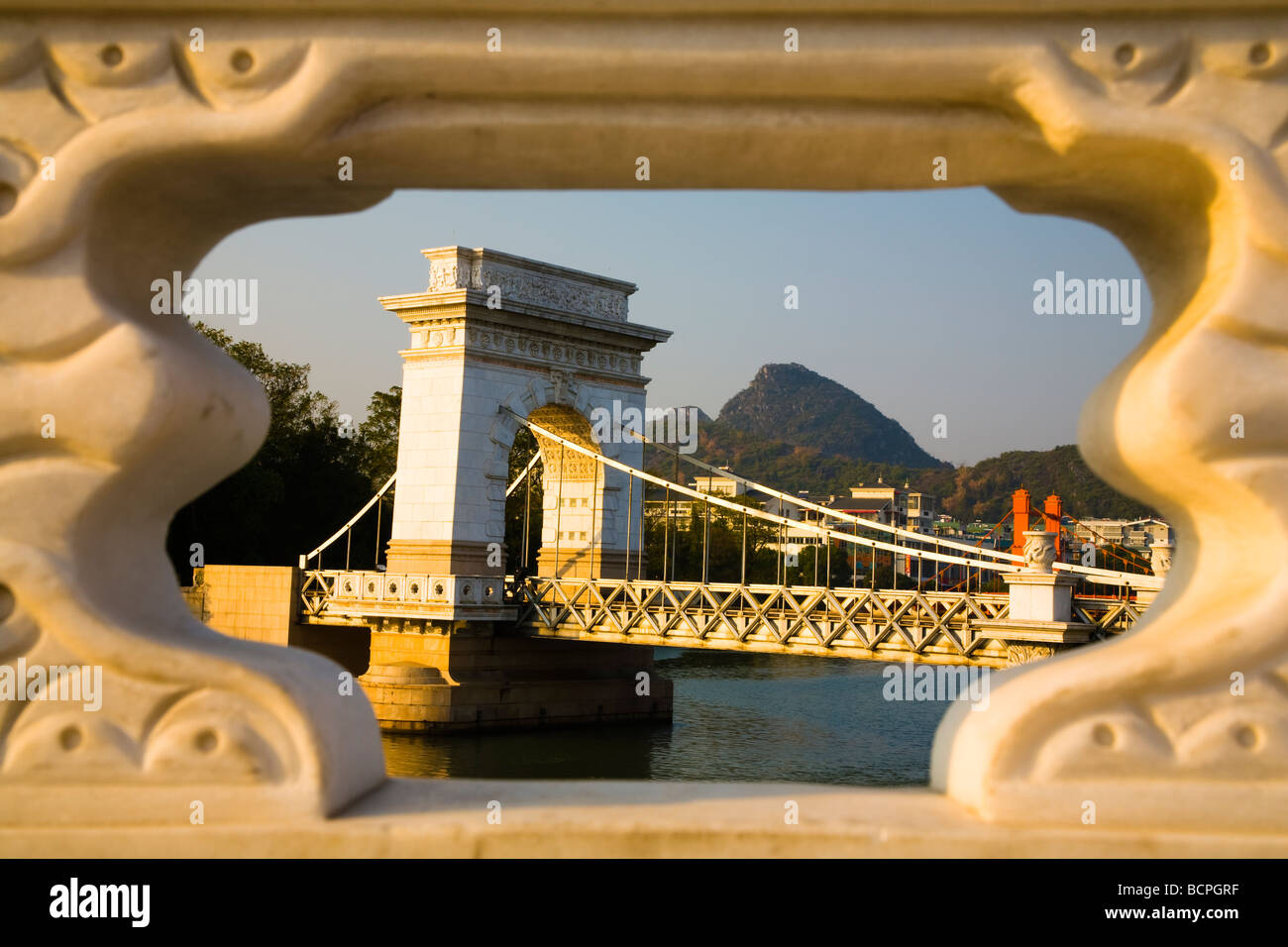 China Guangxi Zhuang Autonomous Region Guilin City Bridge waterfront ...