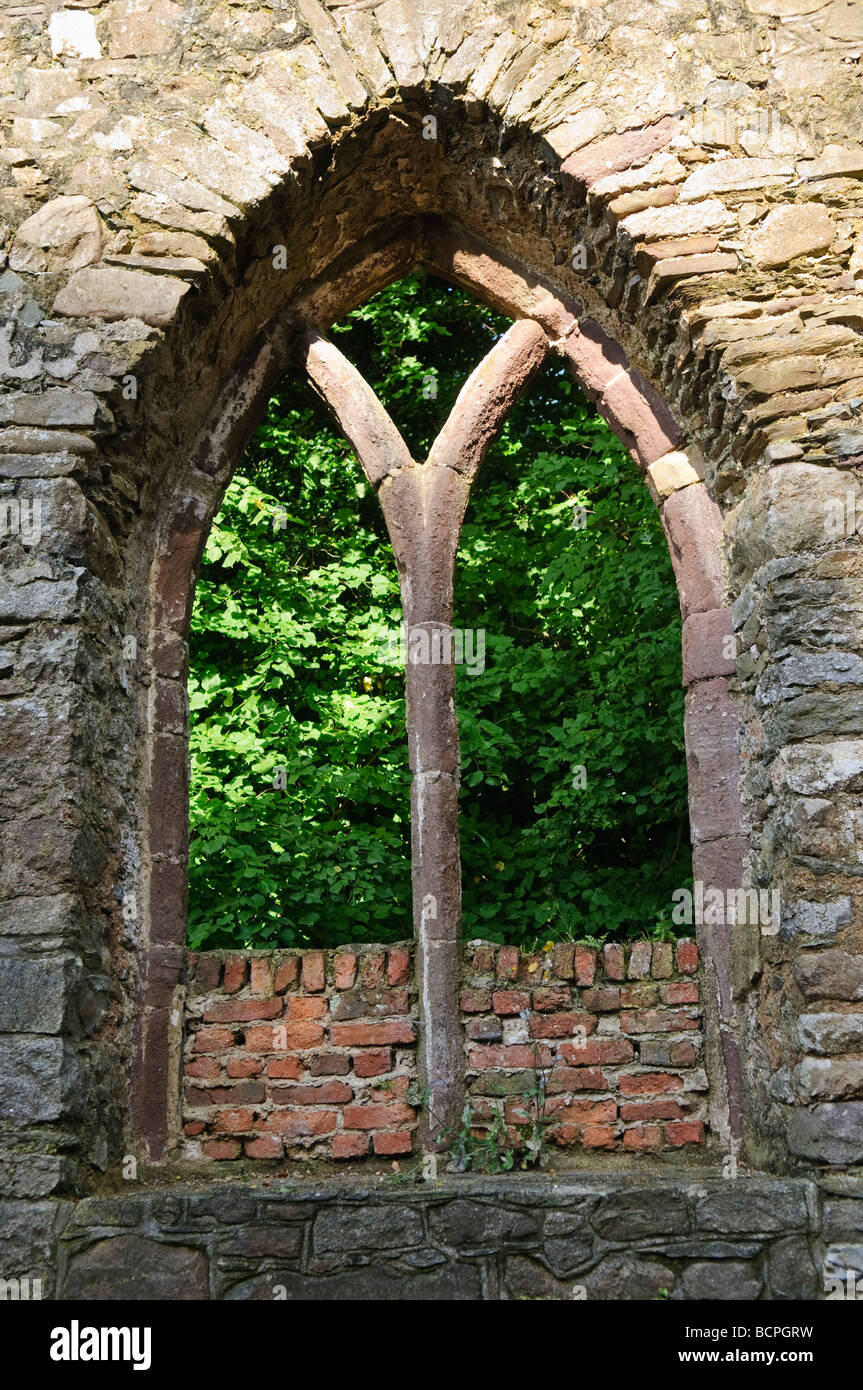 Stone window at Tintern Abbey, County Wexford Stock Photo - Alamy