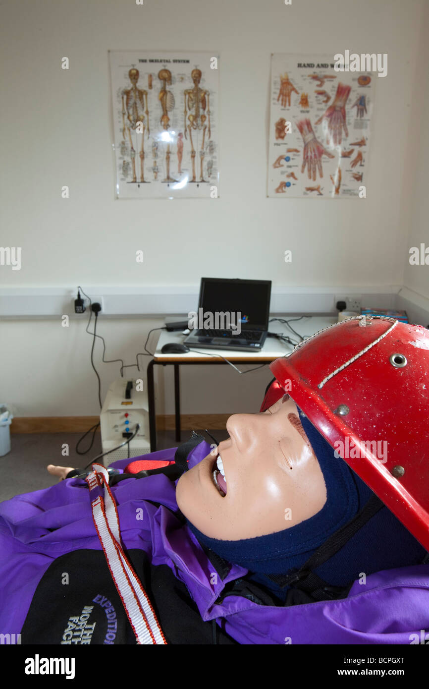 A sim man being used in a training scenario for mountain rescue ...