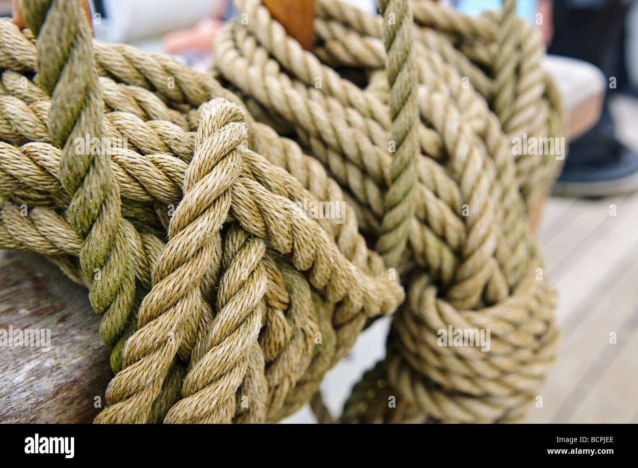 Coiled rope on tall ship hi-res stock photography and images - Alamy