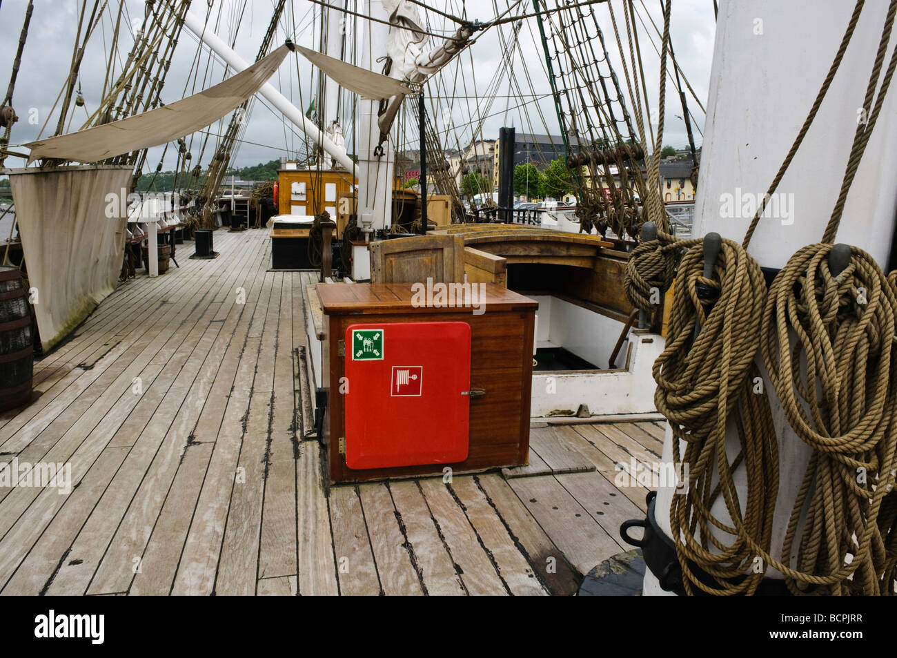 Deck of the Dunbrody Famine Ship, New Ross, County Wexford Stock Photo ...