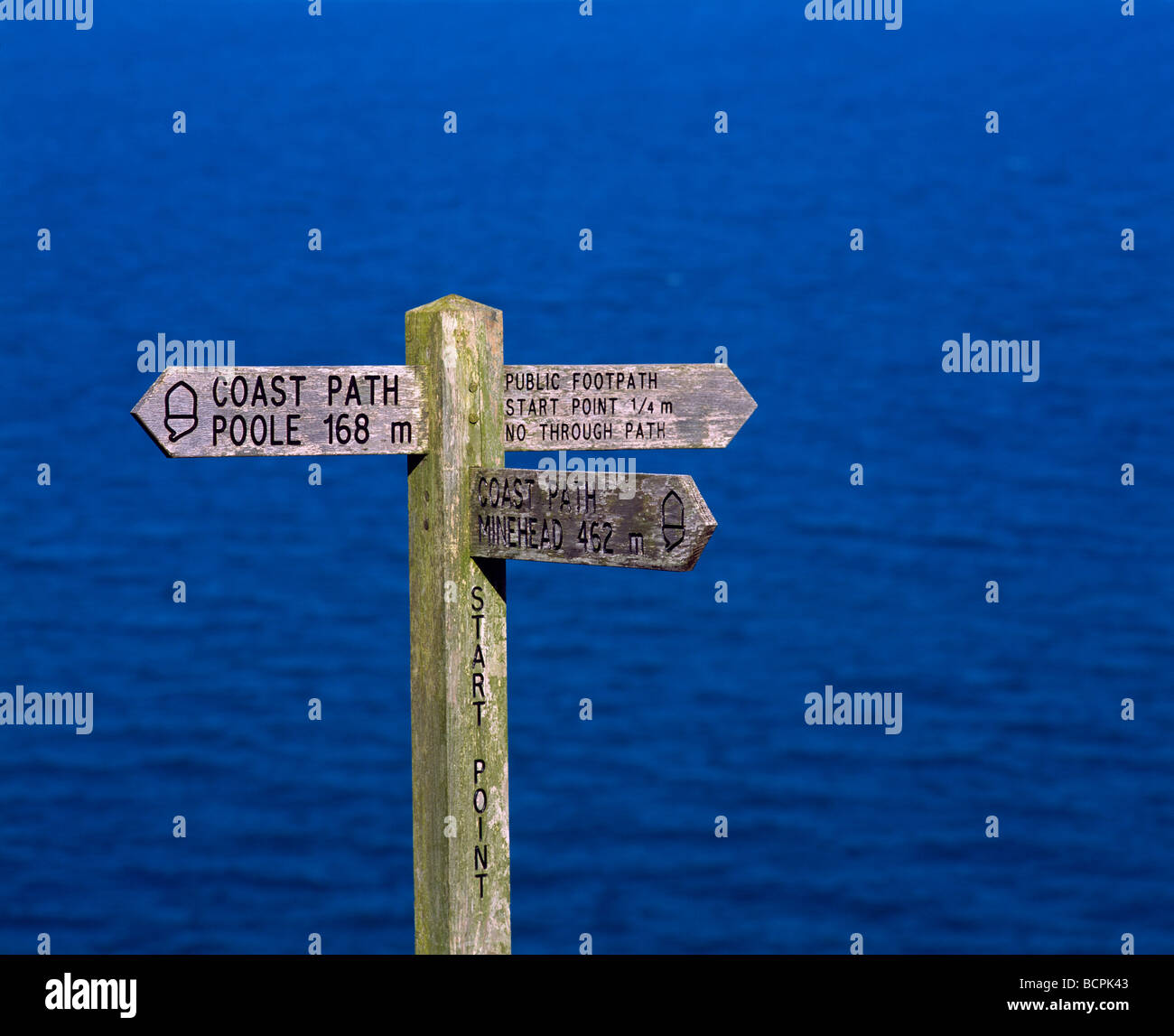 Signpost on the South West Coast Path at Start Point near Salcombe ...