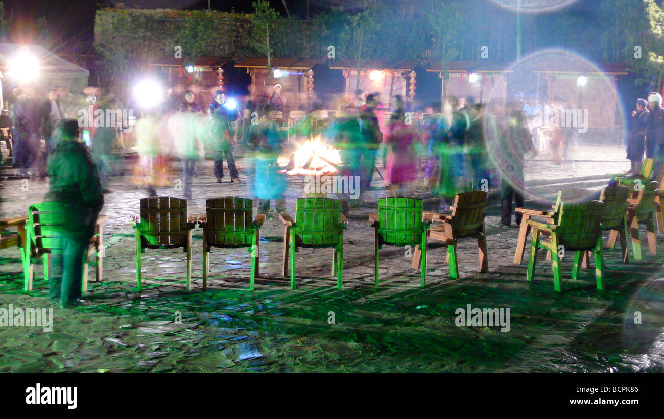 Qiang minority people performing Salang dance after a wedding ...