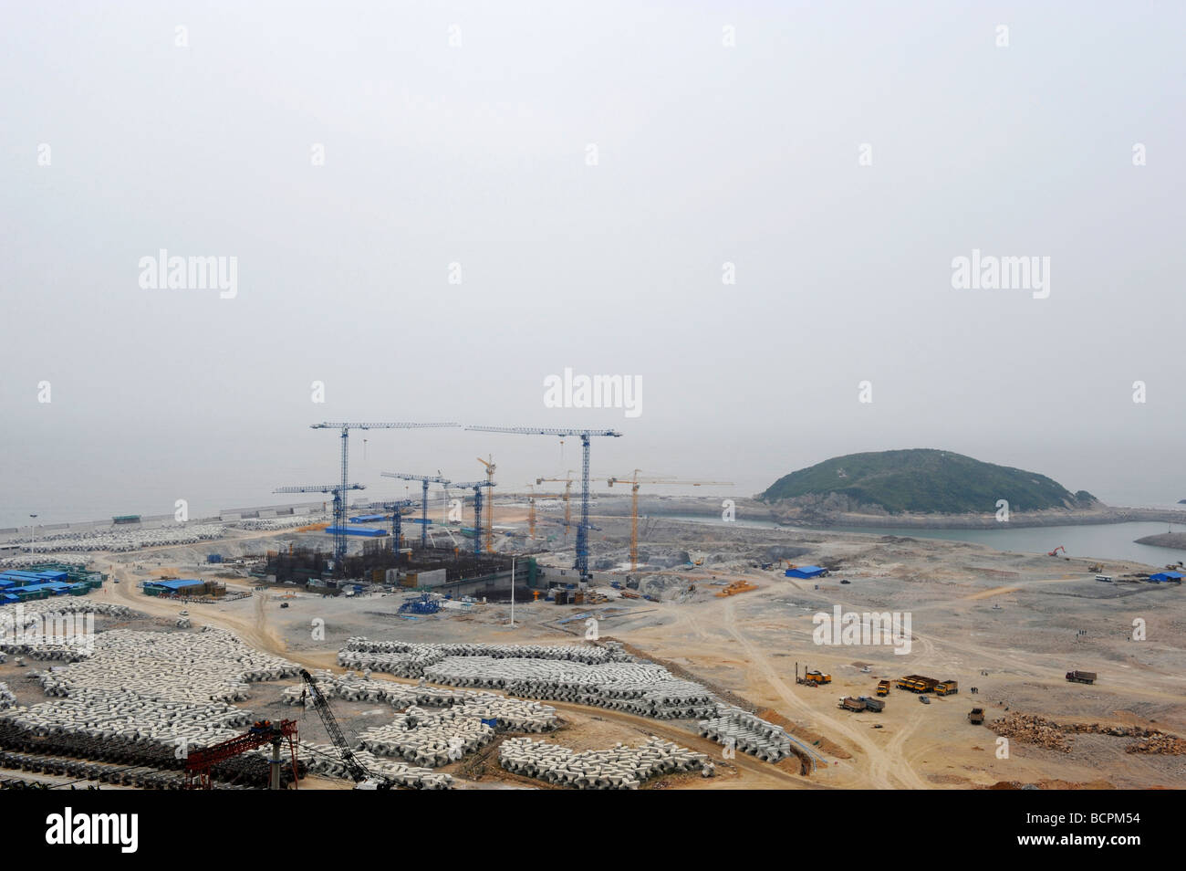 A new ocean port under construction, Fuding City, Fujian Province ...