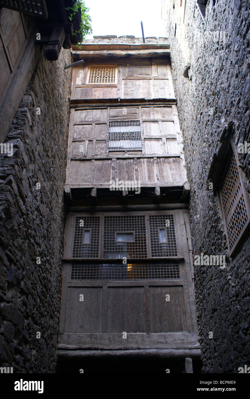 Wooden panel and windows on stone houses built by Qing minority, Taopin ...