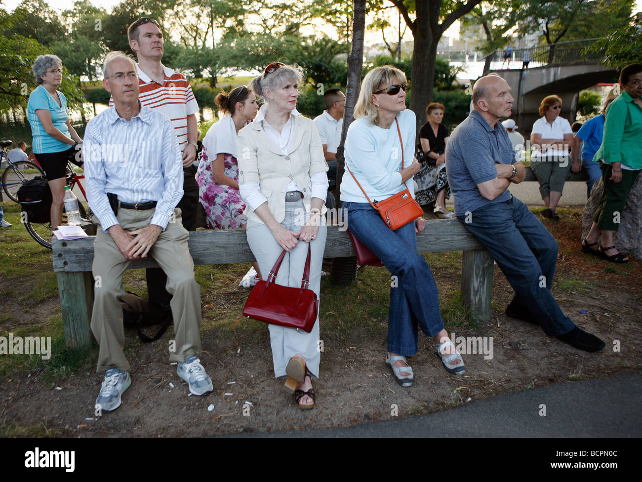 Concert audience at the Hatch Shell on the Esplanade, Boston Stock ...