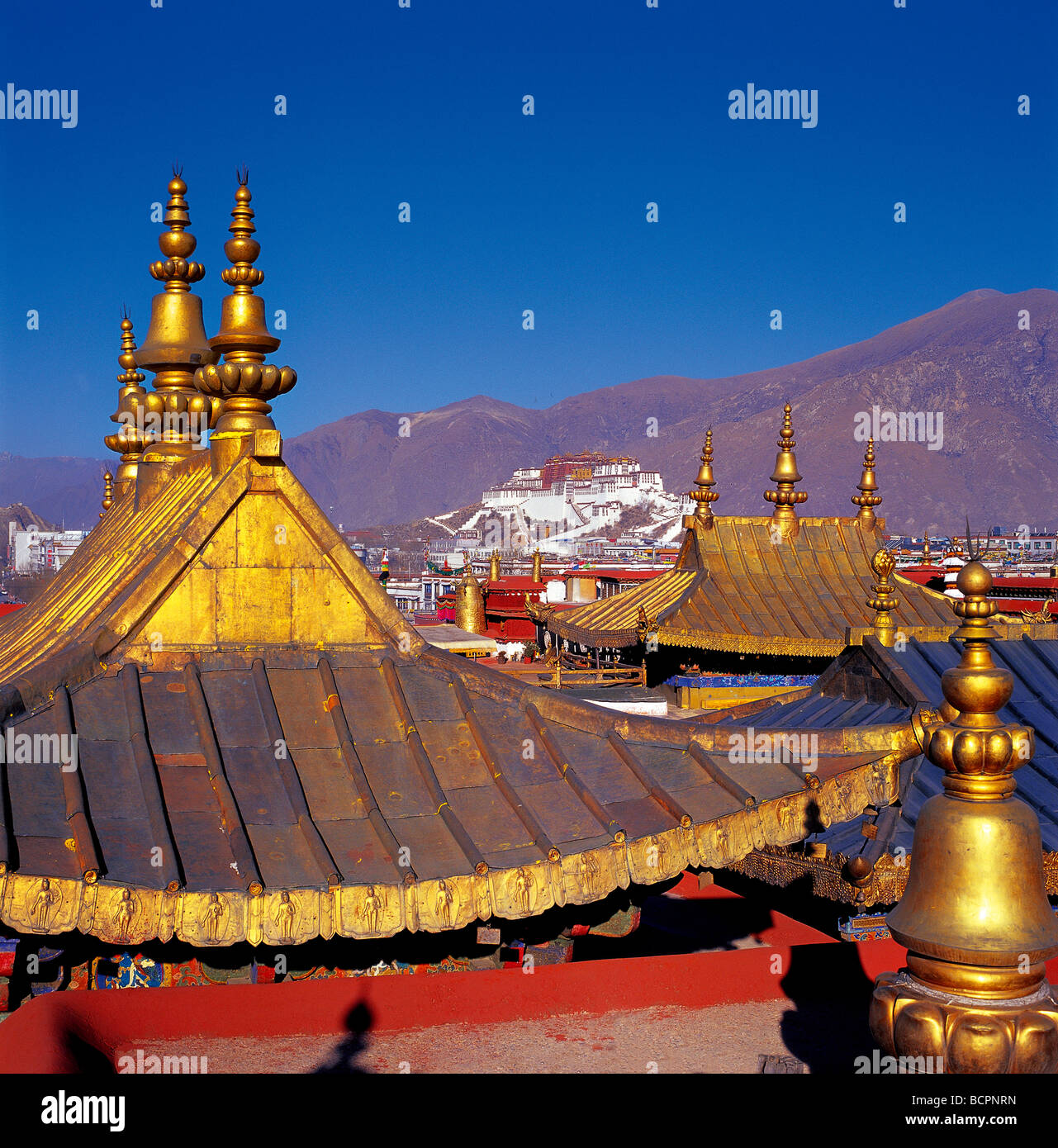 View of Potala Place from the roof top of Jokhang Monastery, Lhasa ...