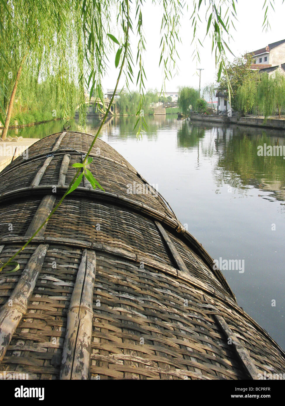 Wupeng boat dock beside the river, Anchang Ancient Town, Shaoxing ...