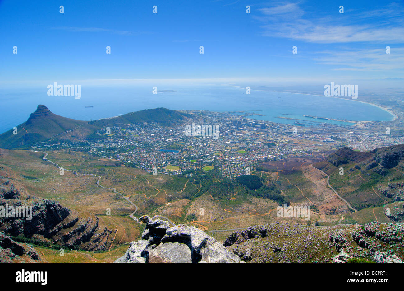 magnificent view from Table Mountain in Cape Town South Africa Stock ...